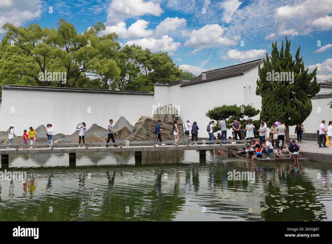 Suzhou, Jiangsu, China. Interior Courtyard and Reflecting Pool, Suzhou ...