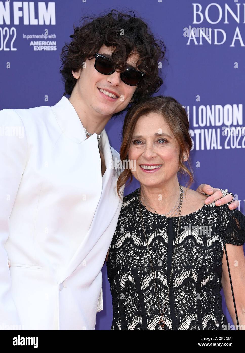 London, UK. 08th Oct, 2022. October 8th, 2022. London, UK. Timoth e Chalamet and his mother ...