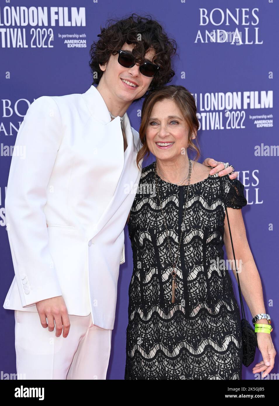 London, UK. 08th Oct, 2022. October 8th, 2022. London, UK. Timoth e Chalamet and his mother ...