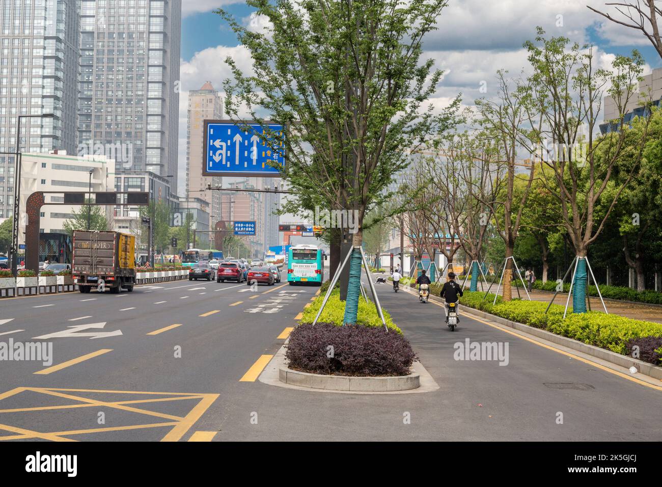 Suzhou, Jiangsu, China. Many Cities Have Traffic Lanes Dedicated to Use ...