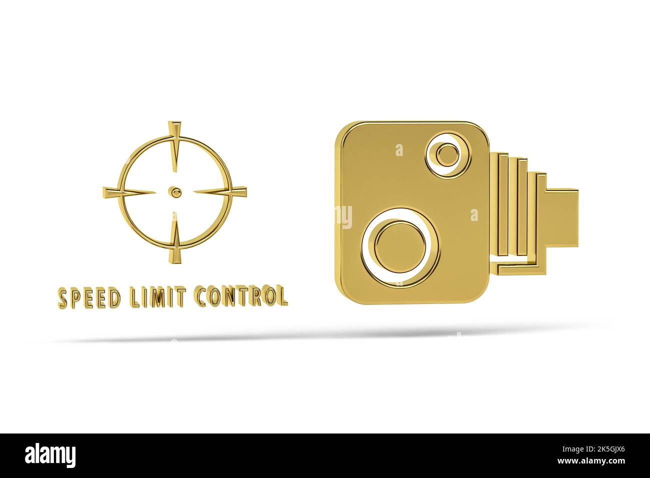 Golden 3d speed radar icon isolated on white background - 3D render ...