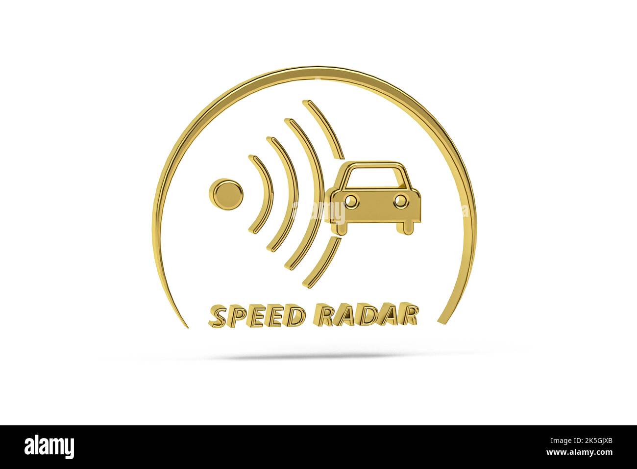 Golden 3d speed radar icon isolated on white background - 3D render ...