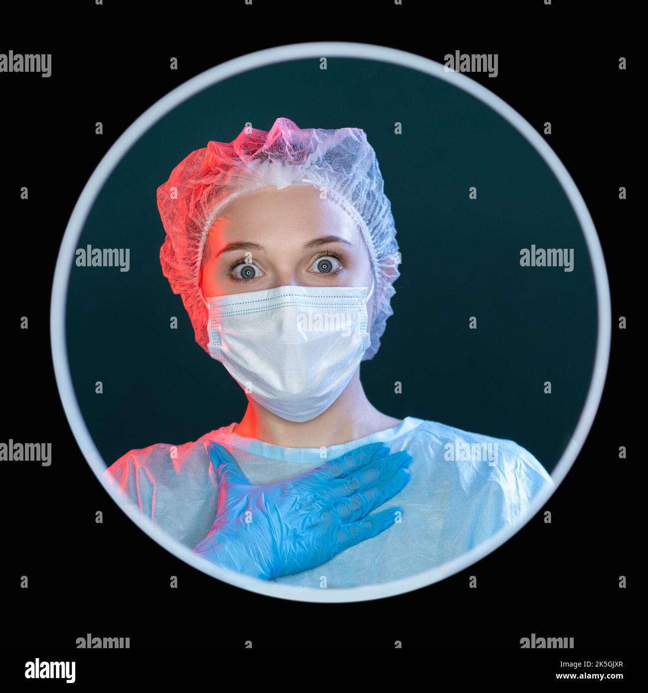 Shocked surgeon portrait. Healthcare specialist. Disturbing news ...