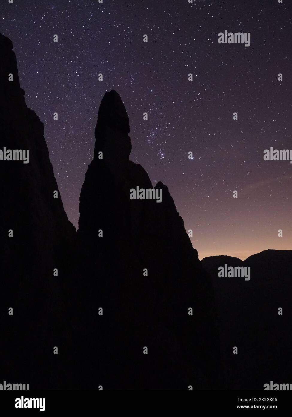 The Napes Needle at night. Lake District, United Kingdom Stock Photo ...
