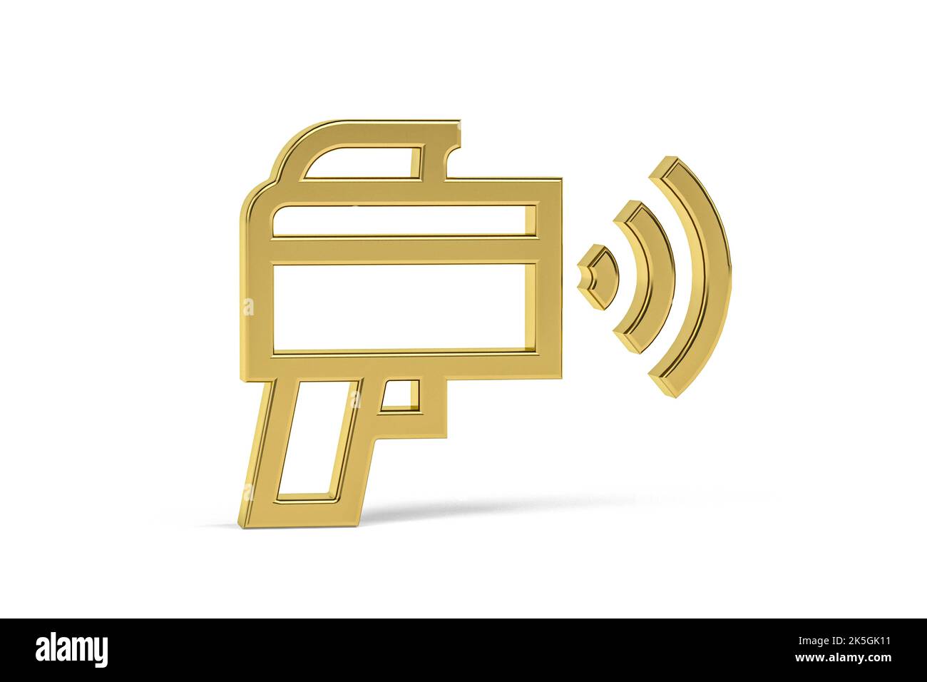 Golden 3d speed radar icon isolated on white background - 3D render ...