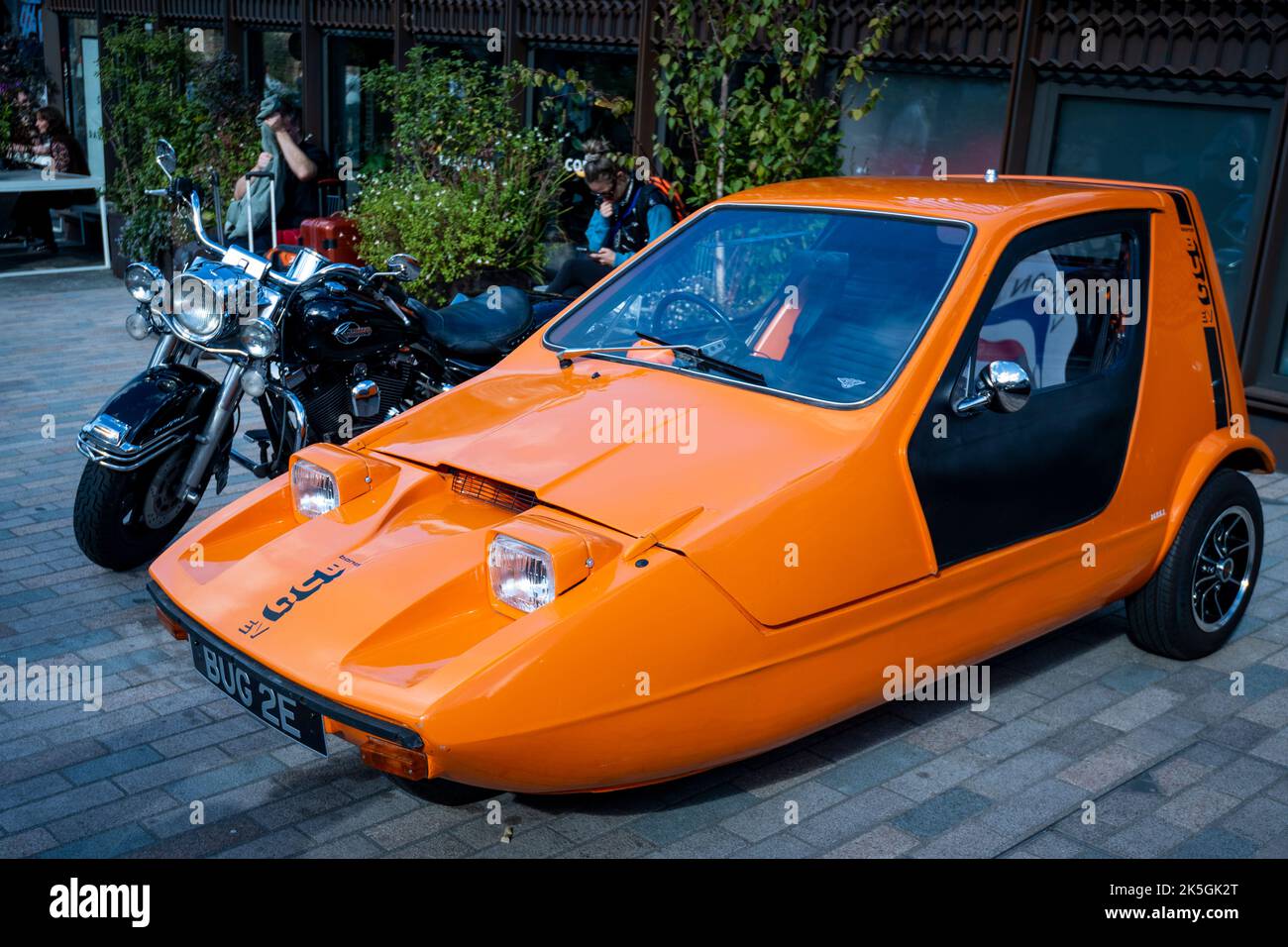 London, UK. 8 October 2022. A Bond Bug from the 1970s, converted into ...