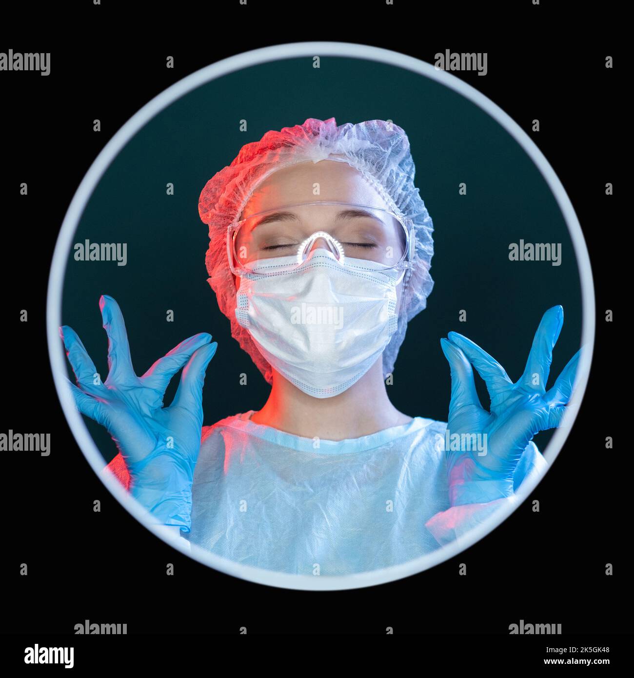 Doctor meditating. Relaxation therapy. Successful surgery. Zen nirvana ...