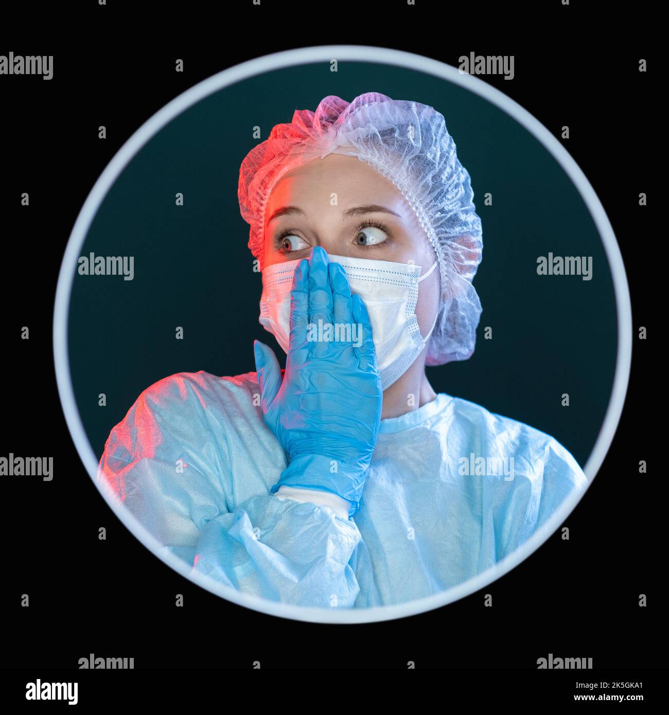 Doctor fear. Scared surgeon portrait. Panic shock. Headshot avatar of ...