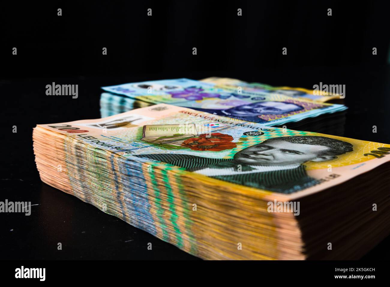 Stack of LEI Romanian money. RON Leu Money European Currency Stock ...