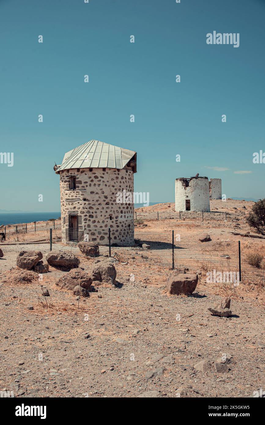 Windmills in Bodrum city Stock Photo - Alamy