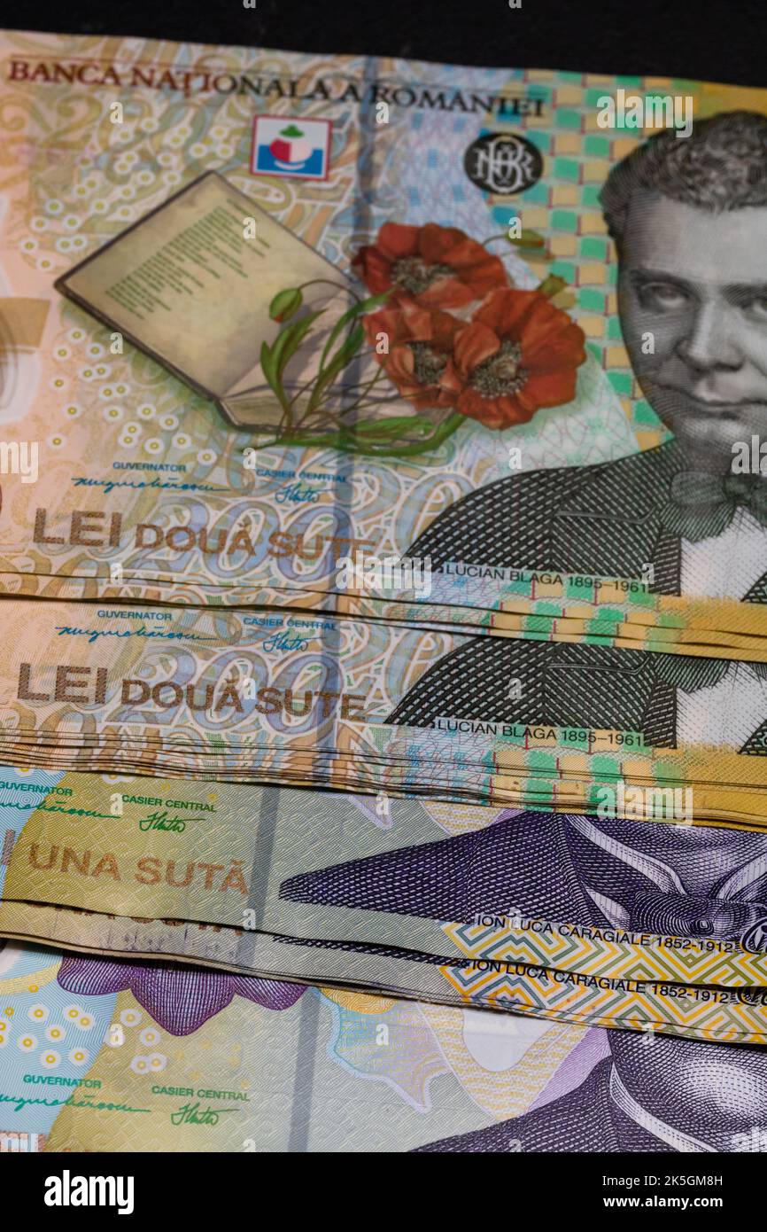 Romanian LEI currency. Europe inflation, LEI money Stock Photo - Alamy