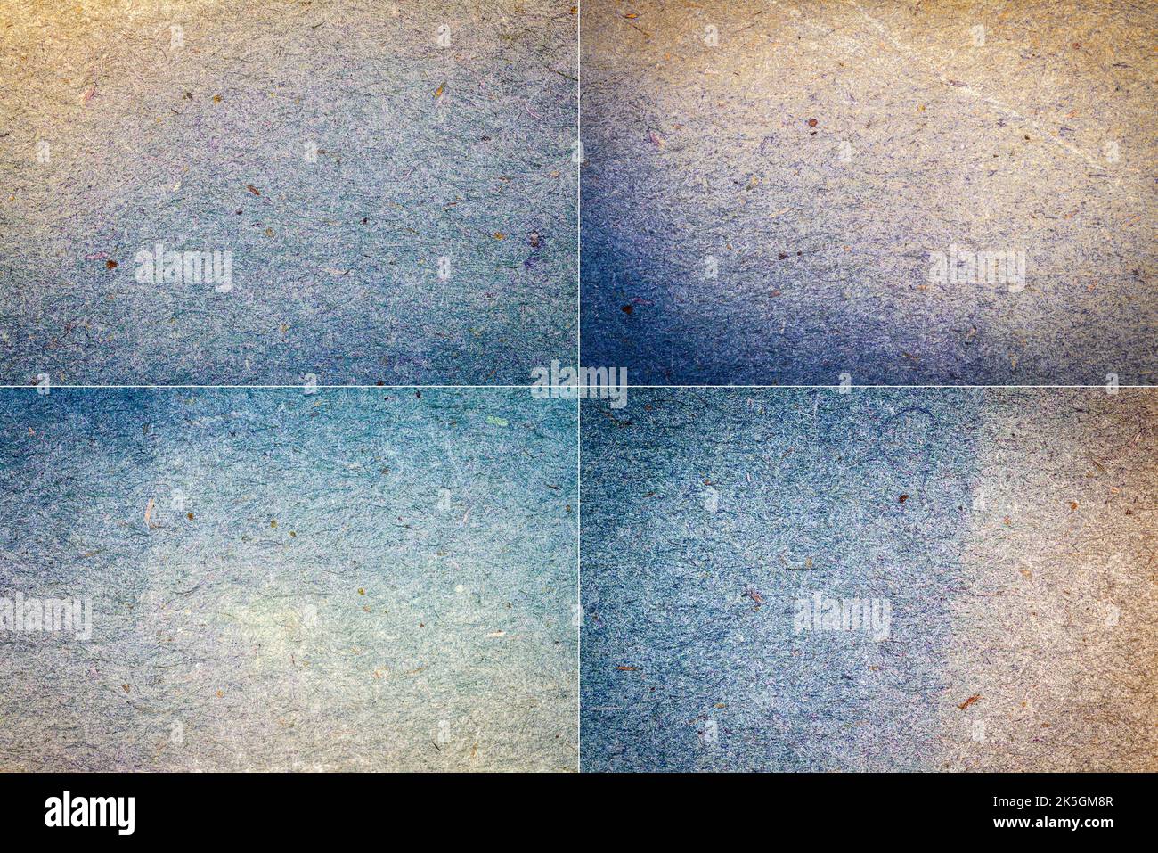 Collection of blue and yellow handmade craft paper texture backgrounds ...