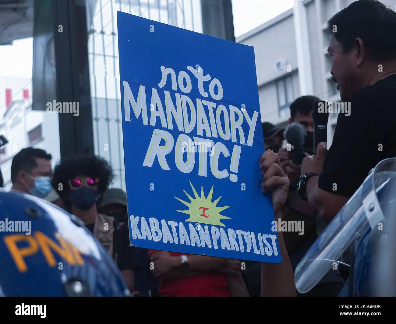 Manila, Philippines. 08th Oct, 2022. A protester holds a placard with a ...