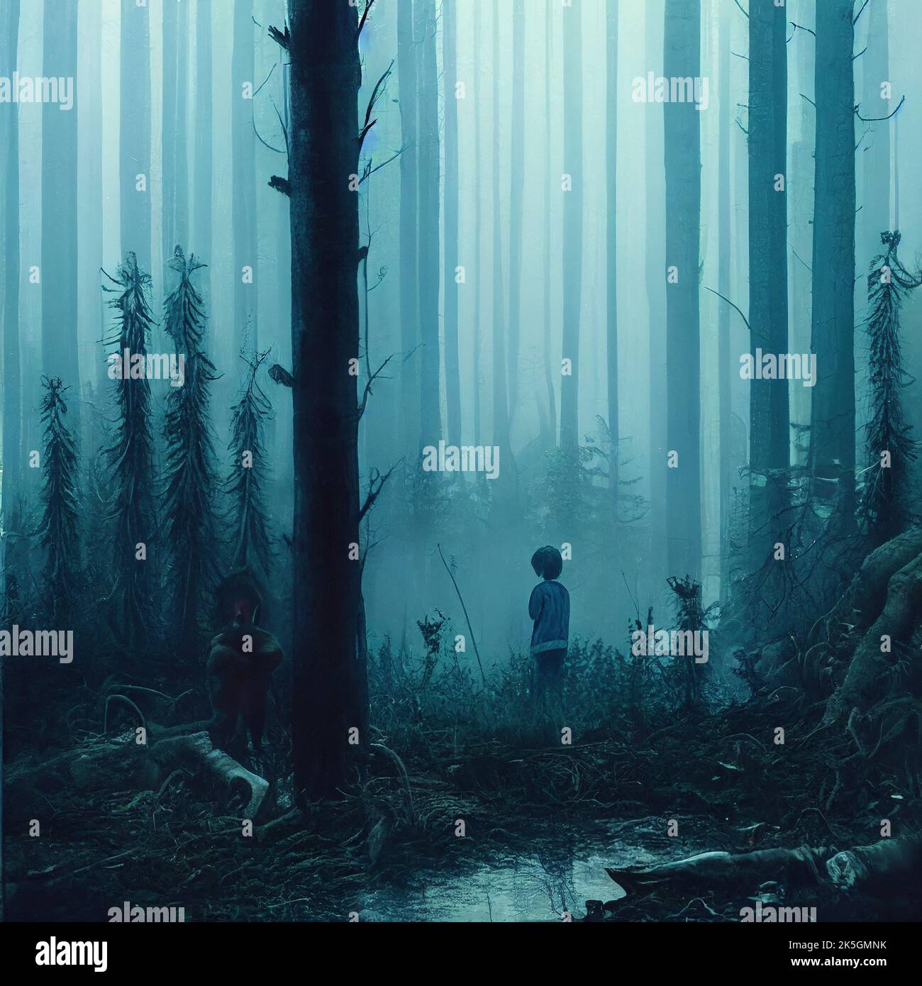 An illustration of a lost kid trying to find the way out from an ...