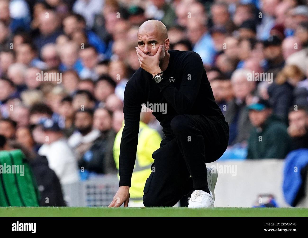 Manchester City manager Pep Guardiola on the touchline during the ...