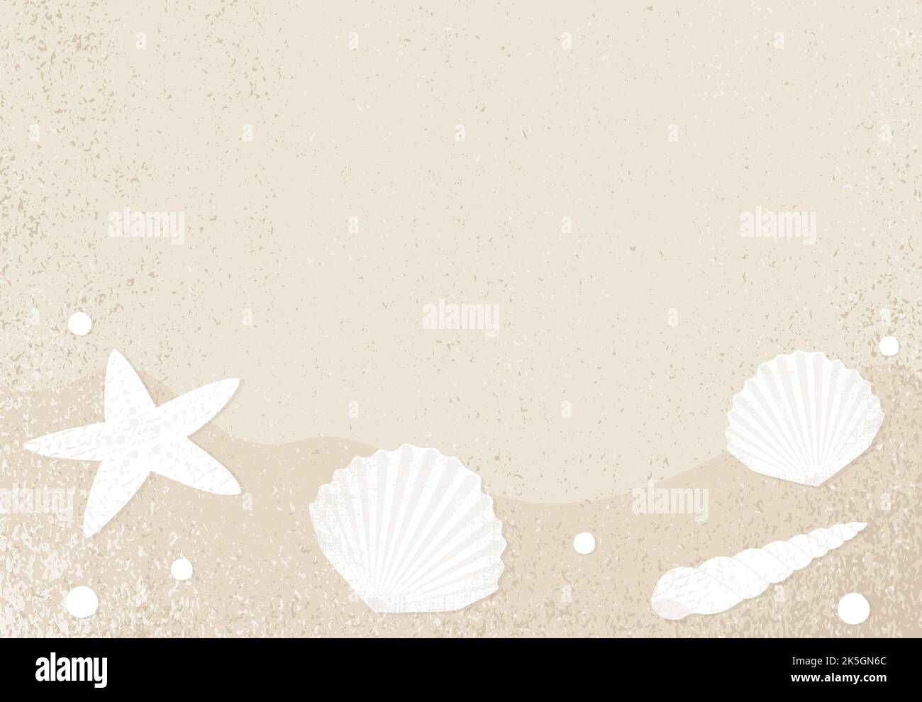 Sea shells on the sandy beach, in a cut paper style with textures Stock ...