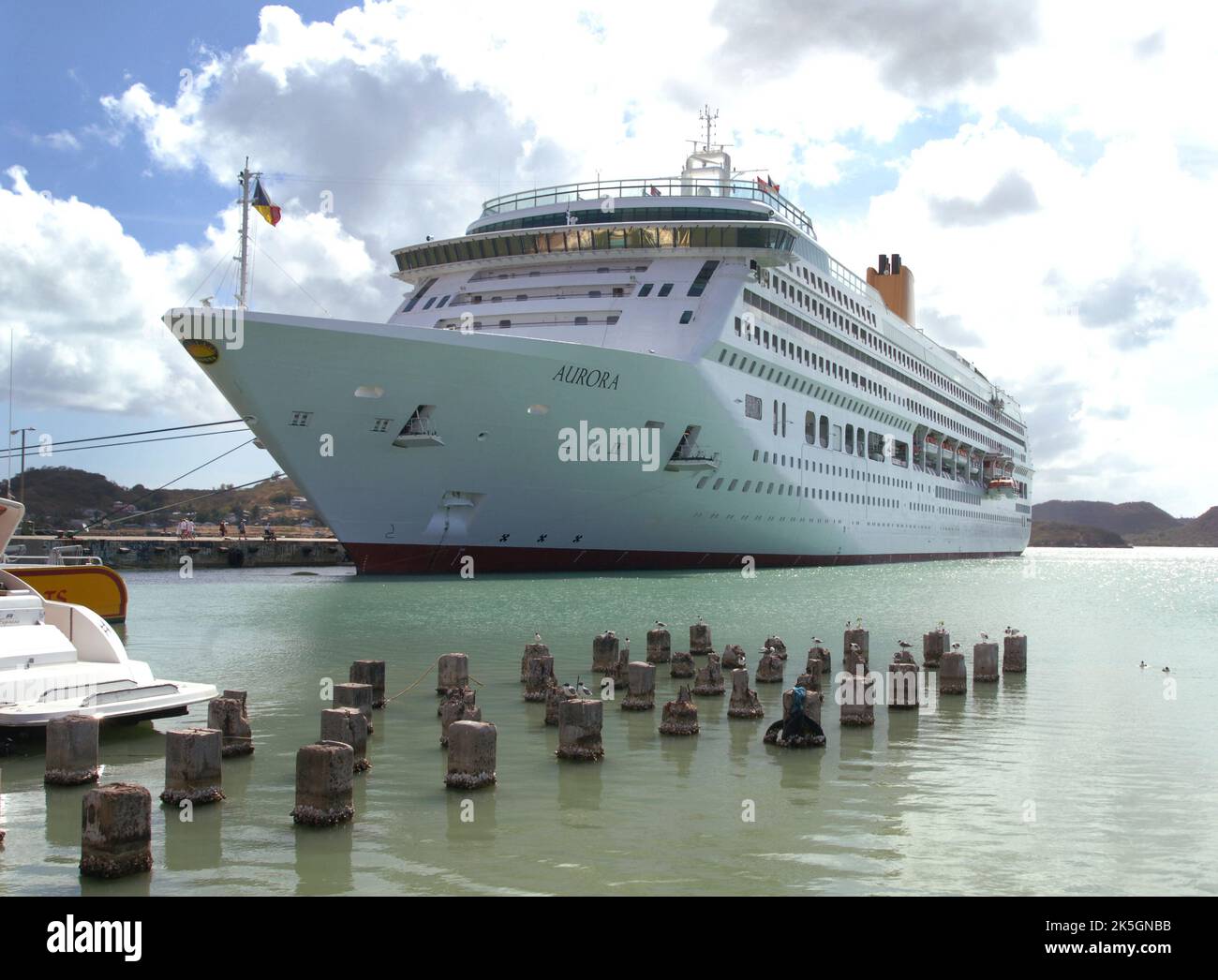 Aurora Cruise Ship Moored in Antigua in the Caribbean. Aurora belongs ...