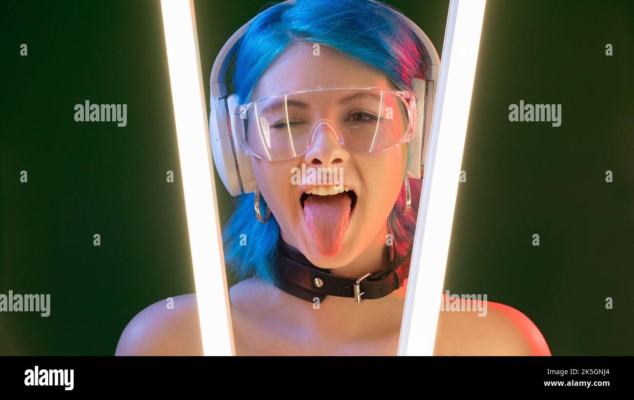 Cyberpunk Model Party Girl Futuristic Generation Funky Attractive
