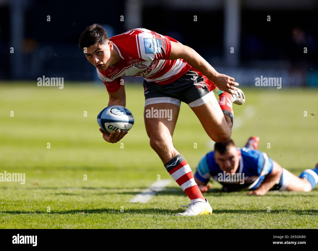Gloucester's Louis Rees-Zammit breaks during the Gallagher Premiership ...
