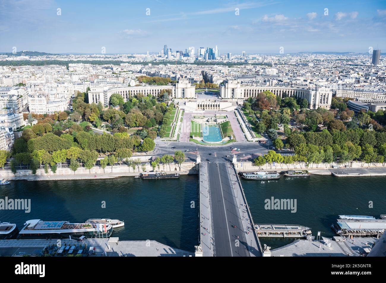 Panoramic view from second floor of Eiffel tower in Paris. View of the ...