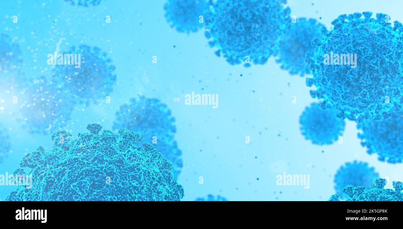 Coronavirus particles, illustration. SARS-CoV-2 is an enveloped RNA ...
