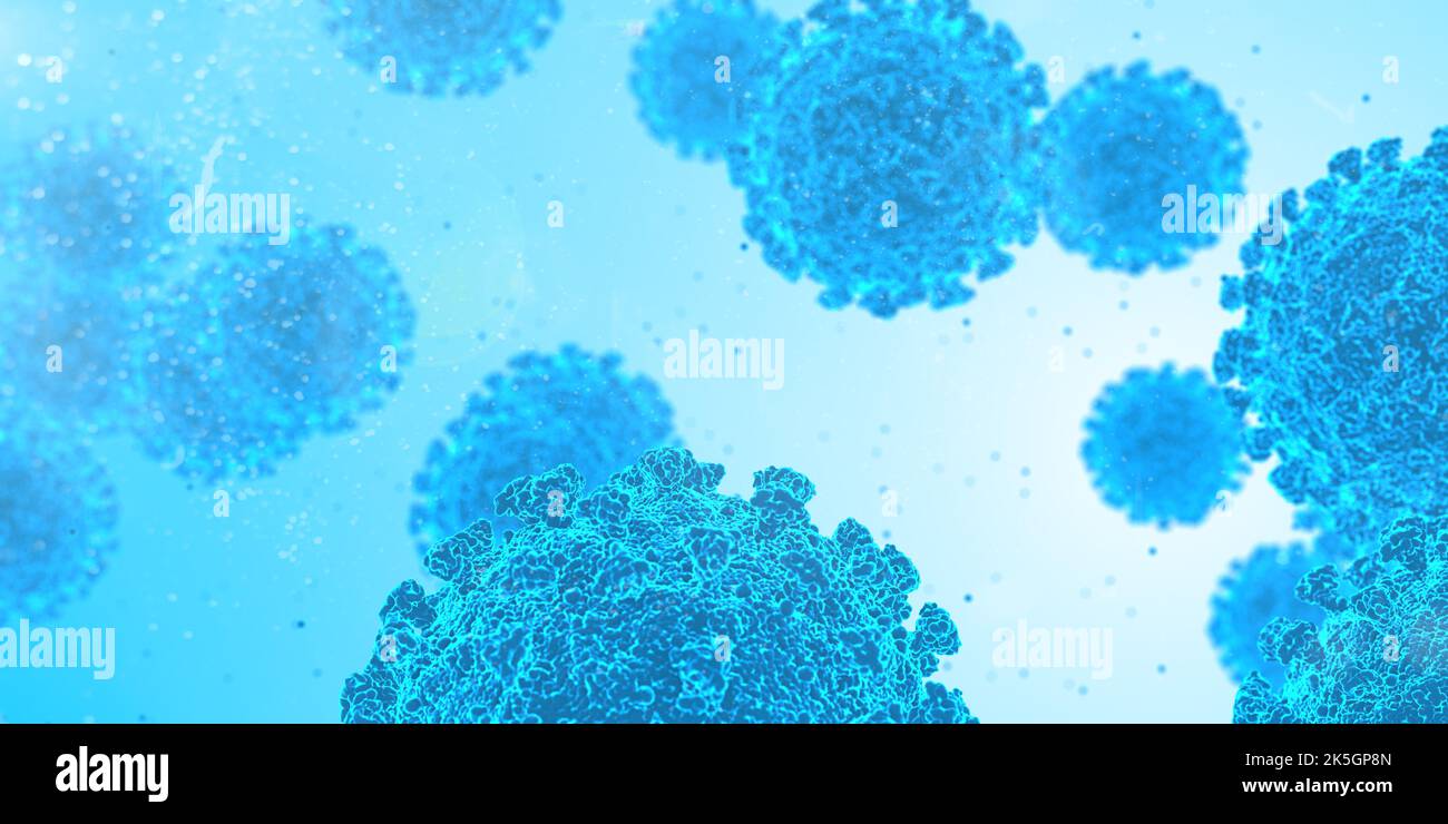 Coronavirus particles, illustration. SARS-CoV-2 is an enveloped RNA ...