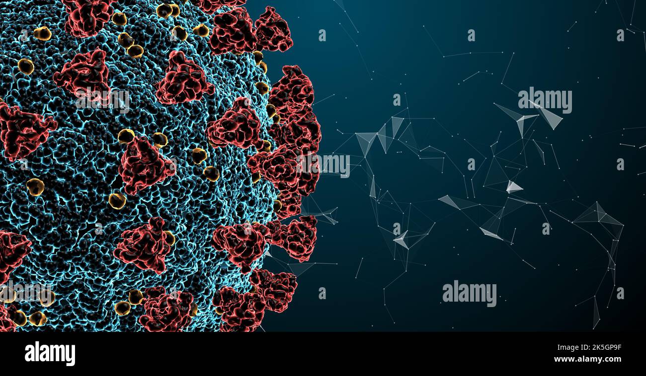 Coronavirus particle, illustration. SARS-CoV-2 is an enveloped RNA ...