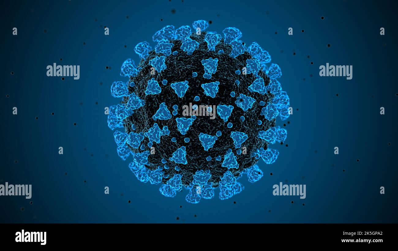 Coronavirus particle, illustration. SARS-CoV-2 is an enveloped RNA ...