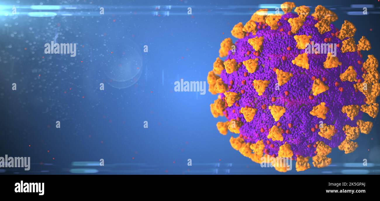 Coronavirus particle, illustration. SARS-CoV-2 is an enveloped RNA ...