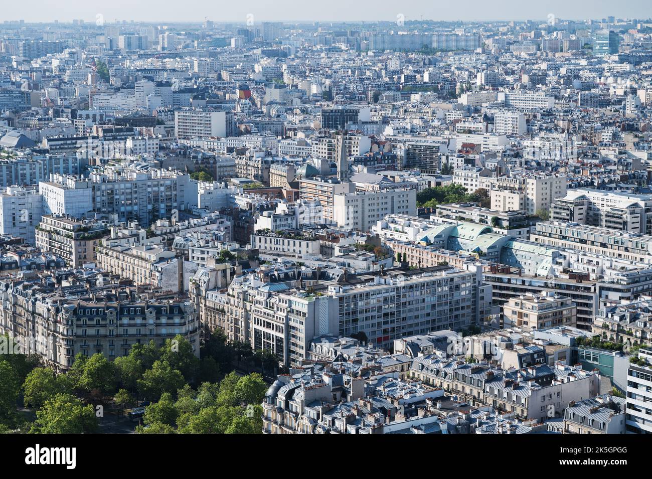 Panoramic view from second floor of Eiffel tower in Paris. View of the ...