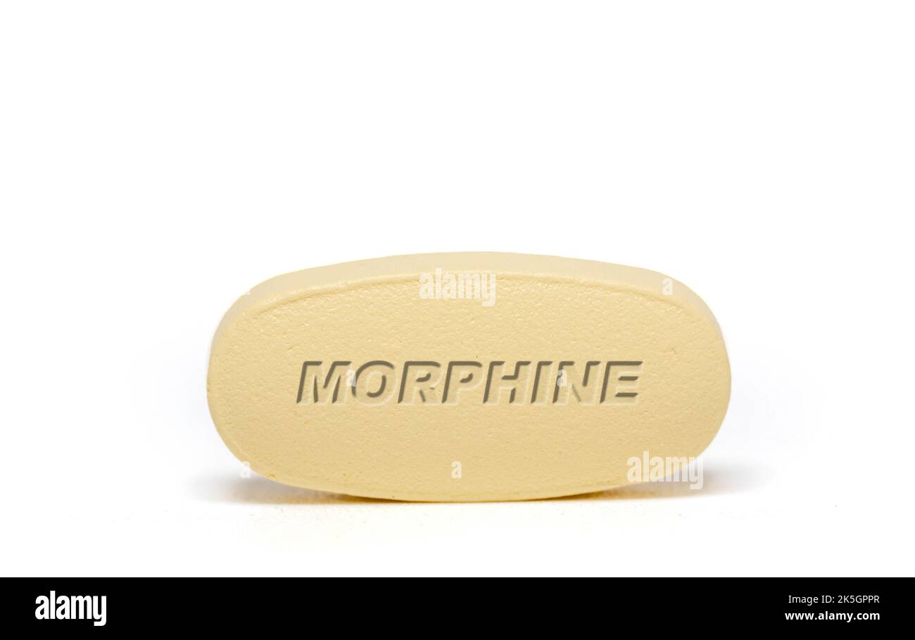 Morphine pill, conceptual image Stock Photo - Alamy