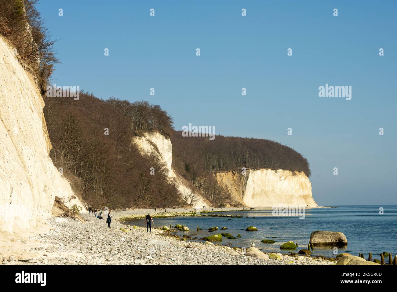 Ostseeinsel Rügen Sassnitz steinige Felsküste mit Kreidefelsen auf dem ...