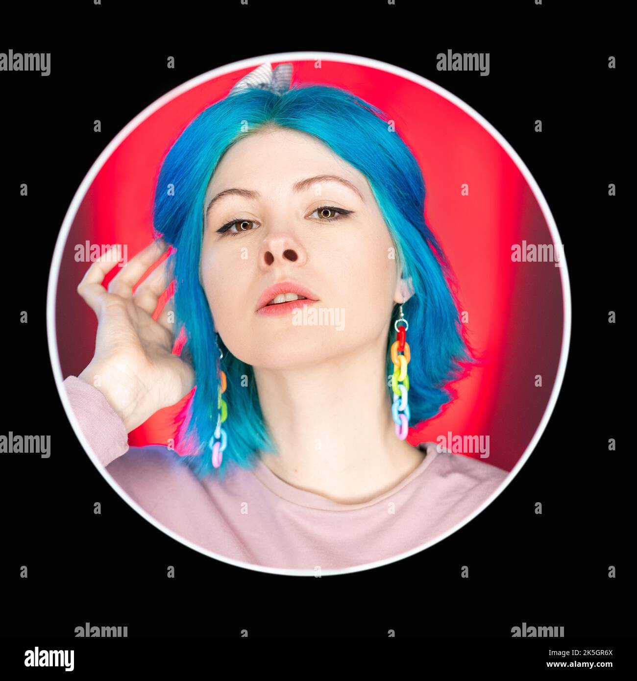 Beauty portrait. Pop modern style. Modern fashion. Pretty confident ...