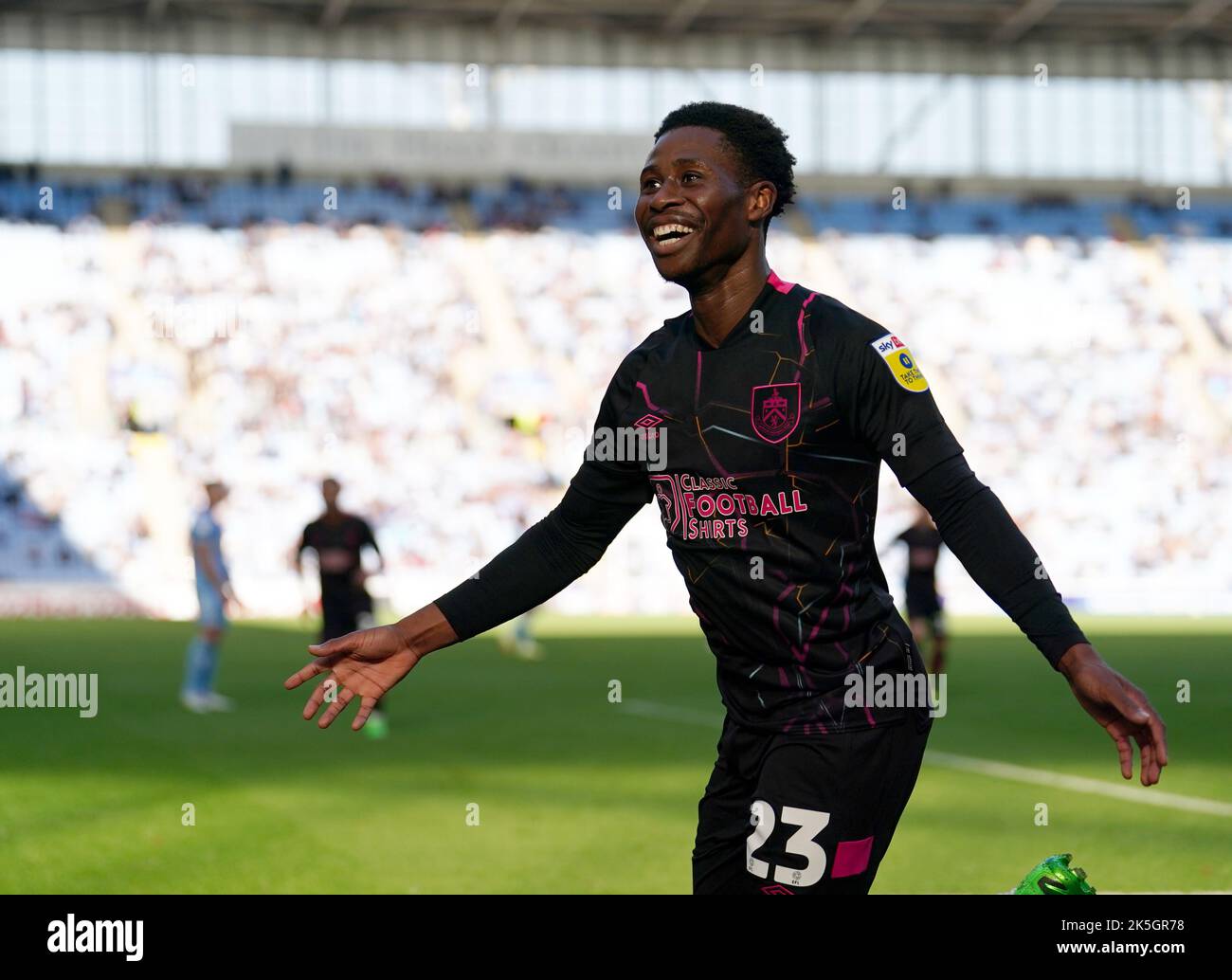Burnley's Nathan Tella celebrates after scoring his sides first goal of ...