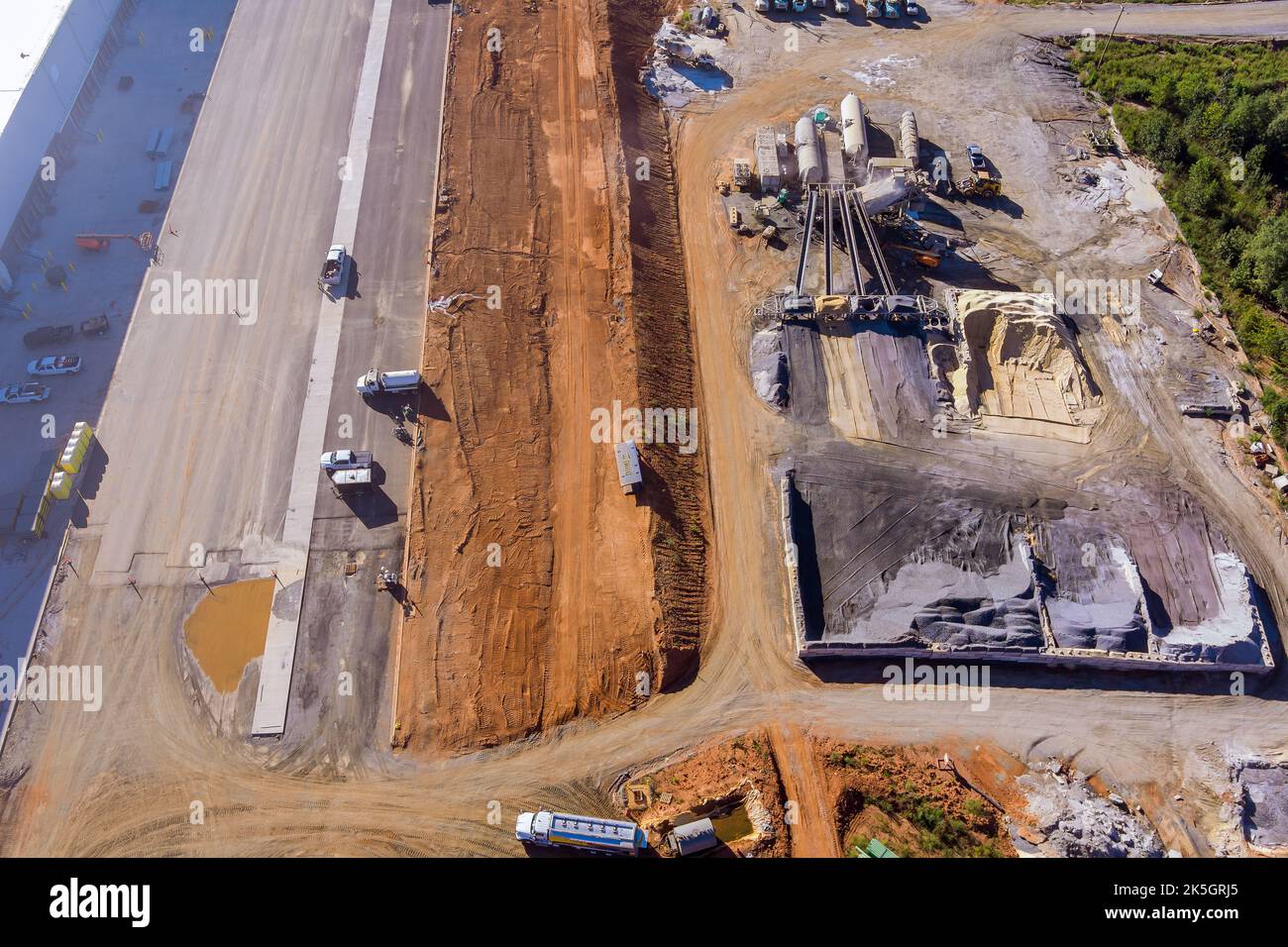 Producing concrete cement mortar concrete plant equipment for construction industry Stock Photo ...