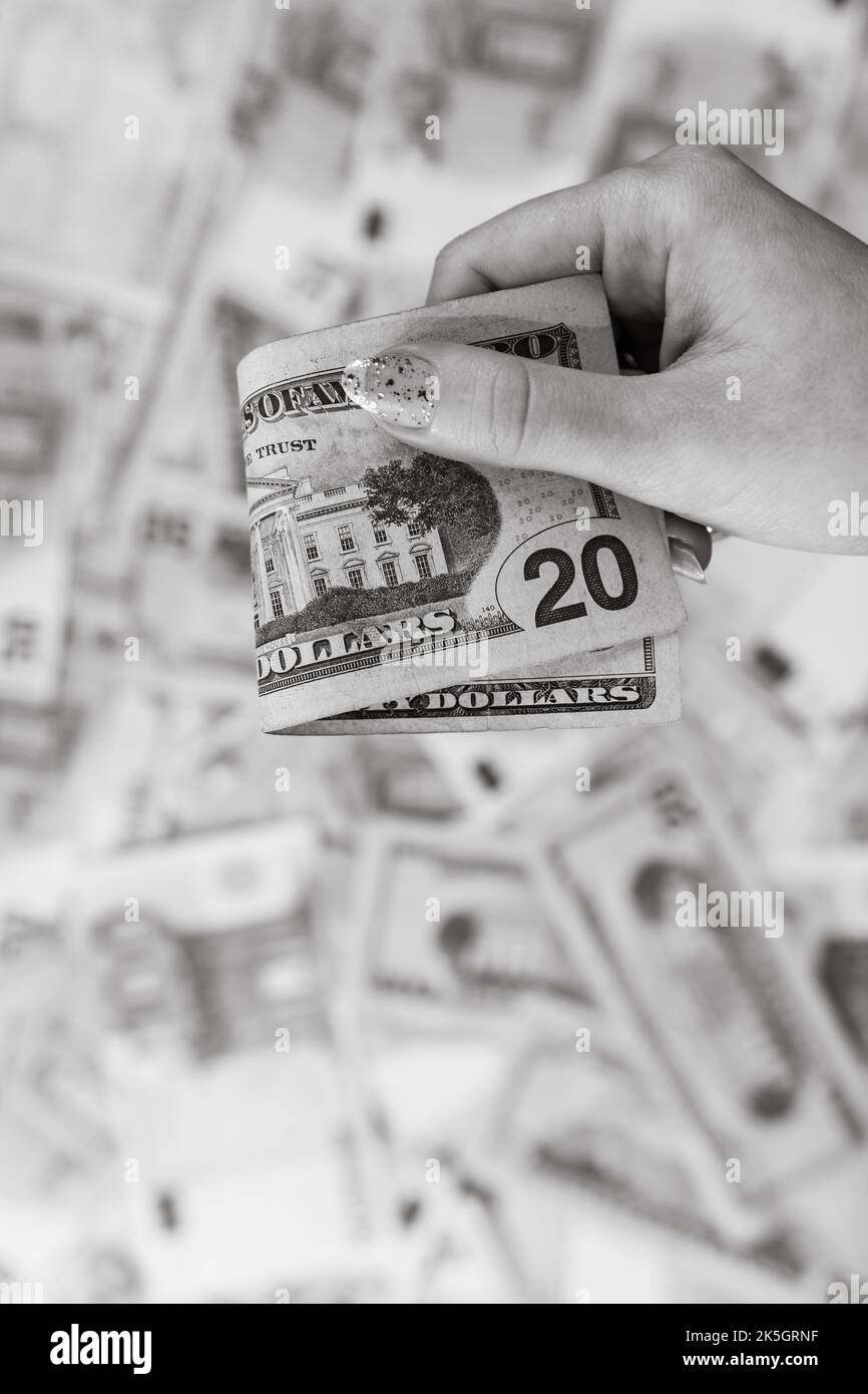 US dollar bills. American economy inflation and devaluation Stock Photo ...