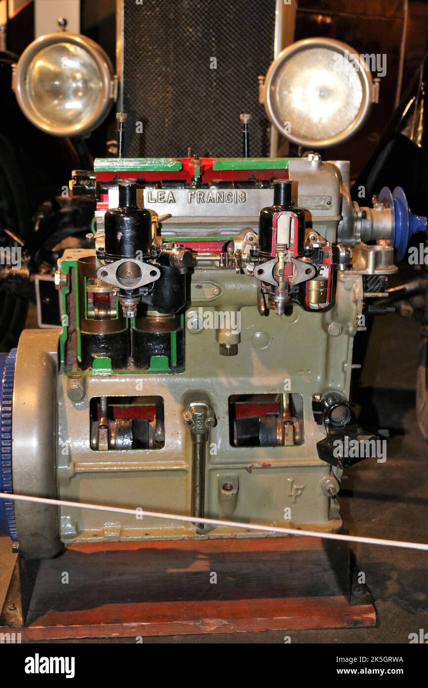 Cut away Lea Francis petrol engine Stock Photo - Alamy
