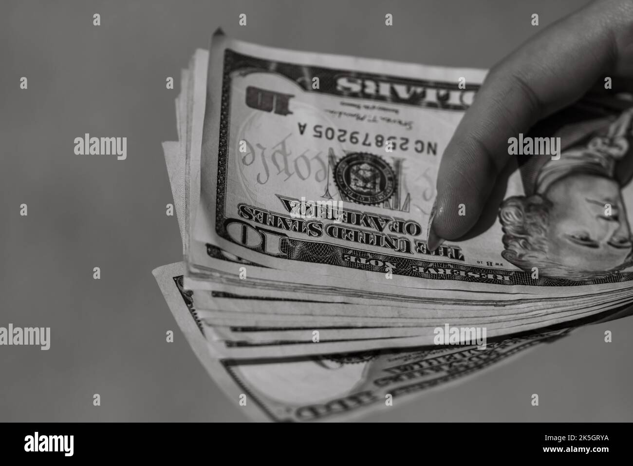 US dollar bills. American economy inflation and devaluation Stock Photo ...