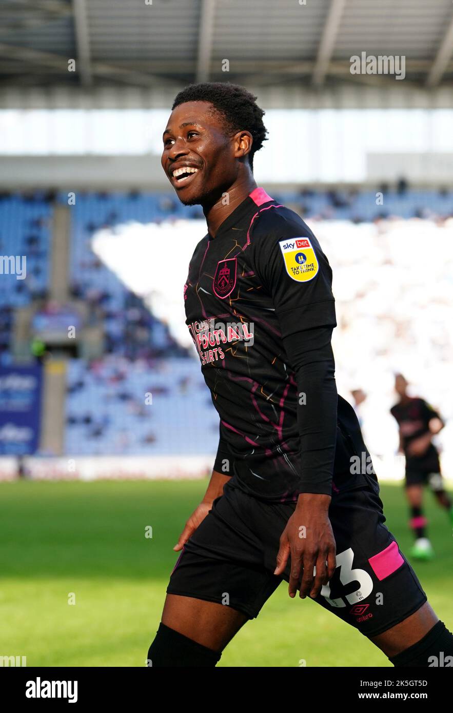 Burnley's Nathan Tella celebrates after scoring his sides first goal of ...