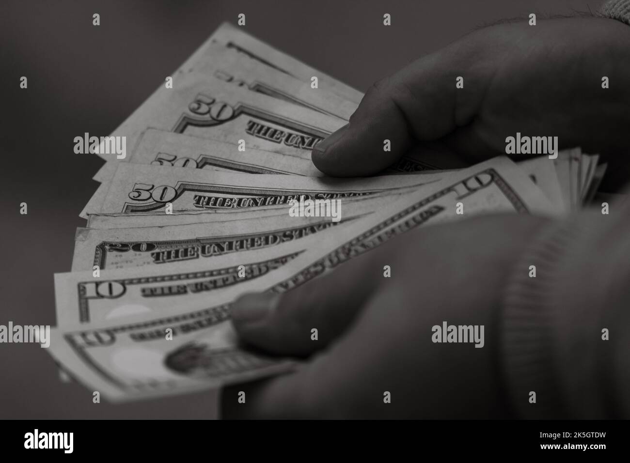 US dollar bills. American economy inflation and devaluation Stock Photo ...