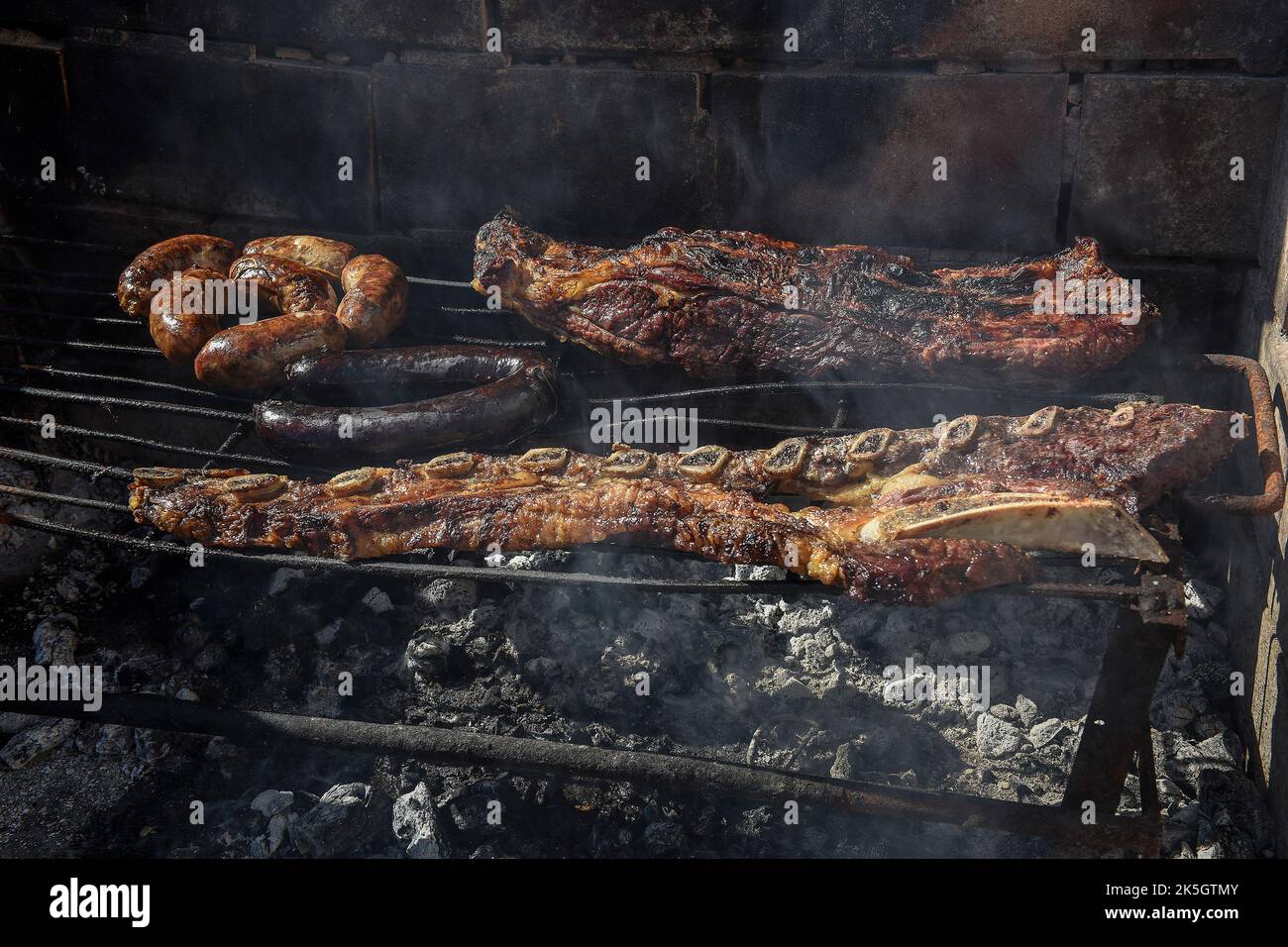 Barbecue, grilled sausages and cow meat , traditional argentine cuisine ...
