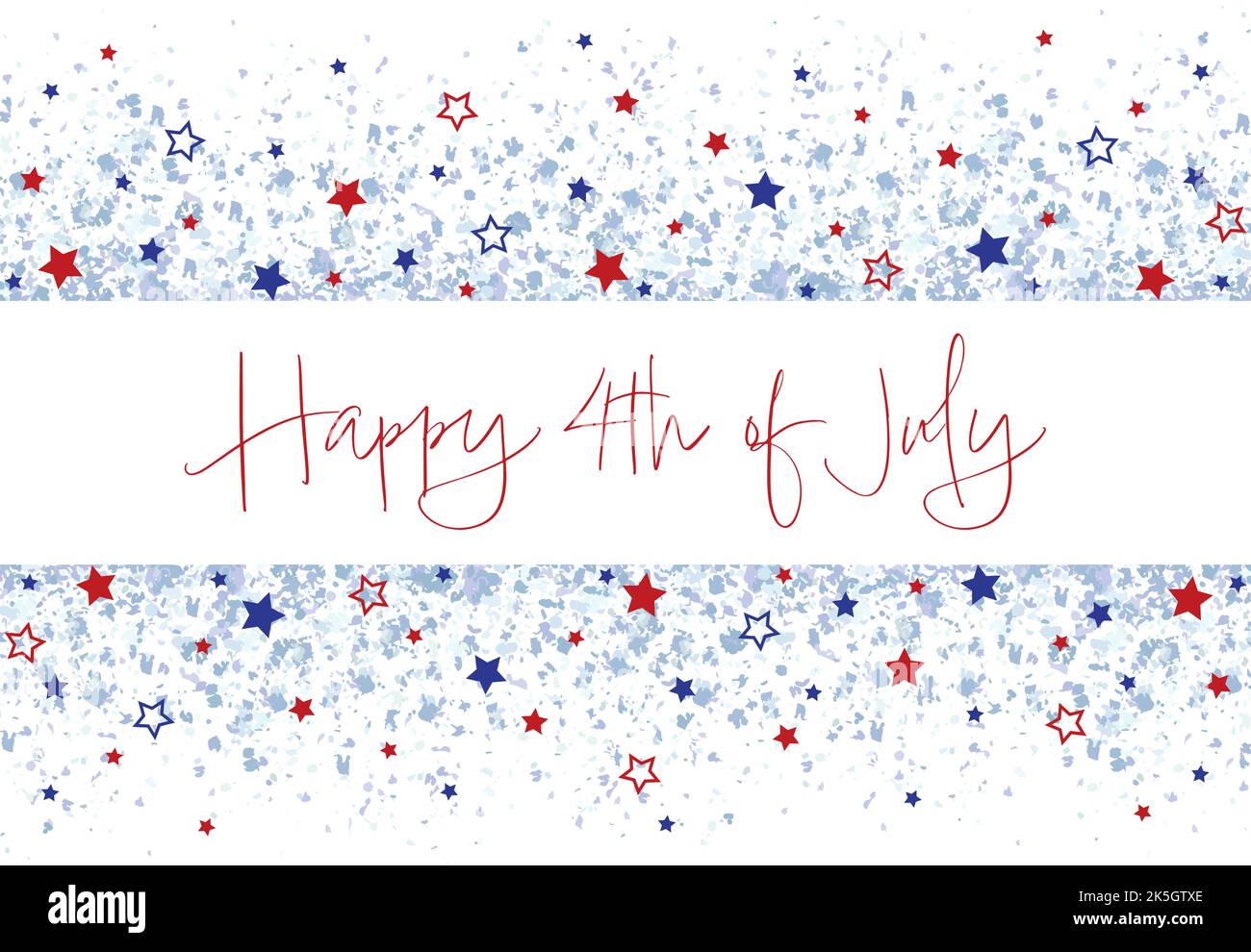 A blue glitter confetti border, with stars and Happy 4th of July text ...
