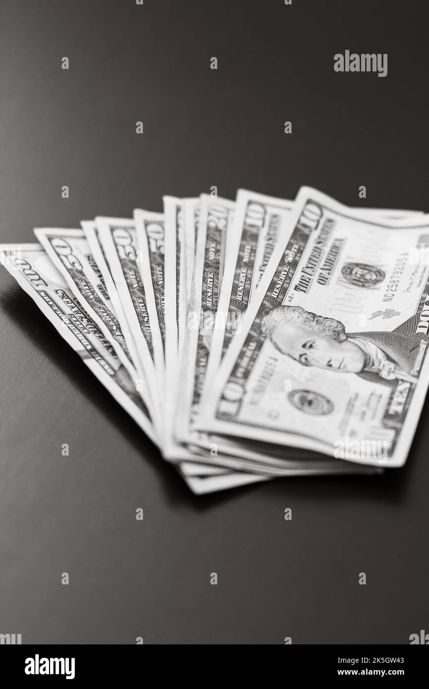 US dollar bills. American economy inflation and devaluation Stock Photo ...