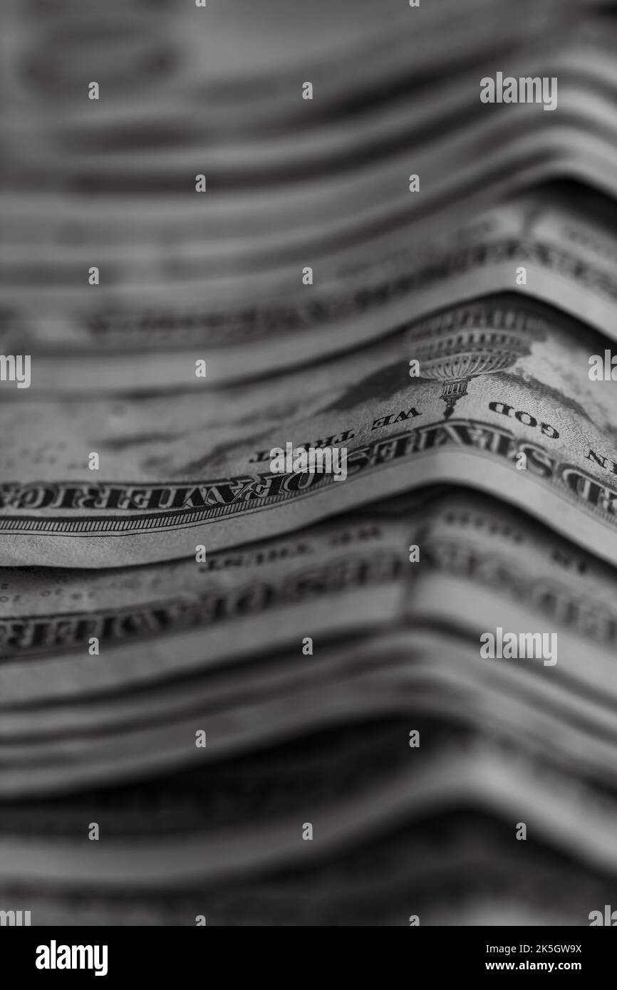 US dollar bills. American economy inflation and devaluation Stock Photo ...