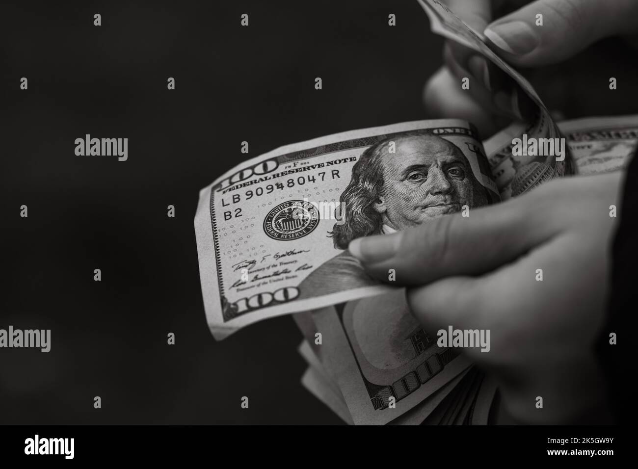 US dollar bills. American economy inflation and devaluation Stock Photo ...
