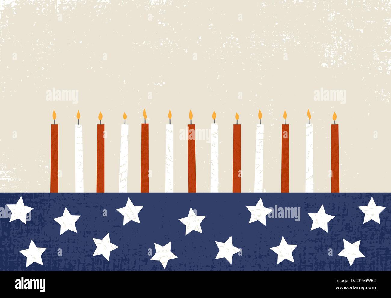 An American flag birthday candle design in a cut paper style with ...