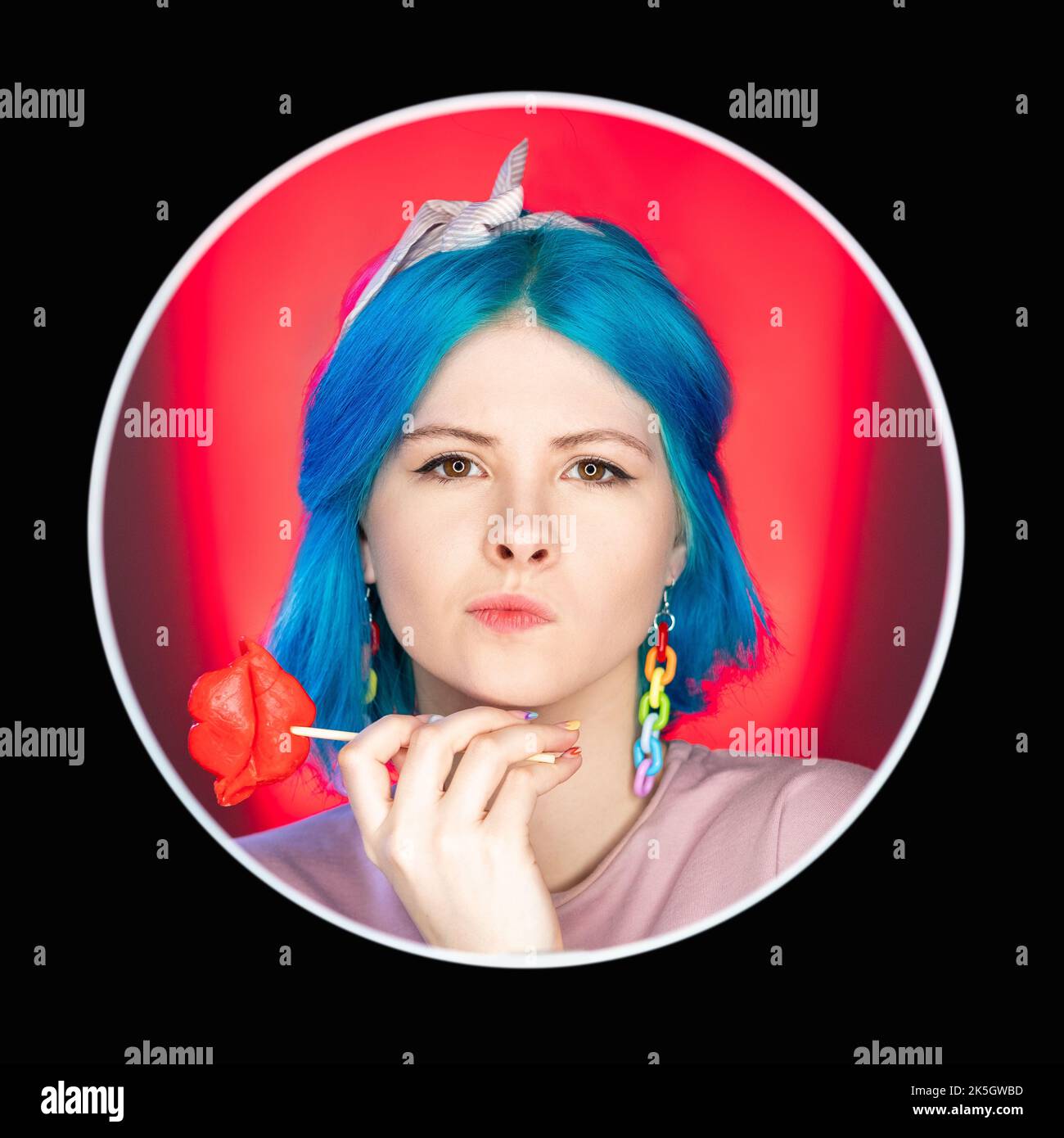 Red light face woman studio model hi-res stock photography and images ...