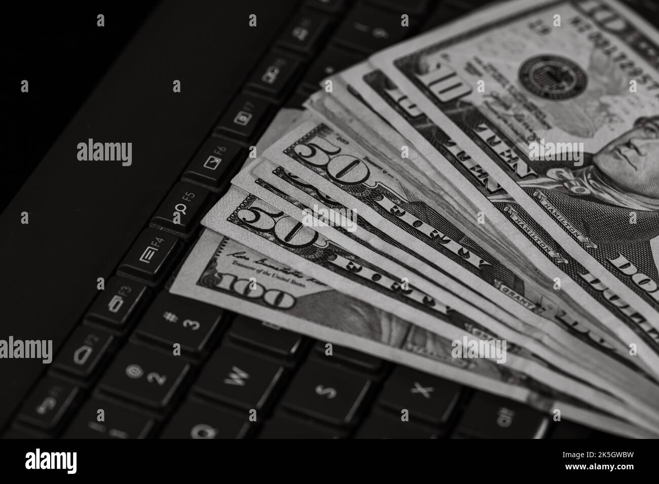 US dollar bills. American economy inflation and devaluation Stock Photo ...