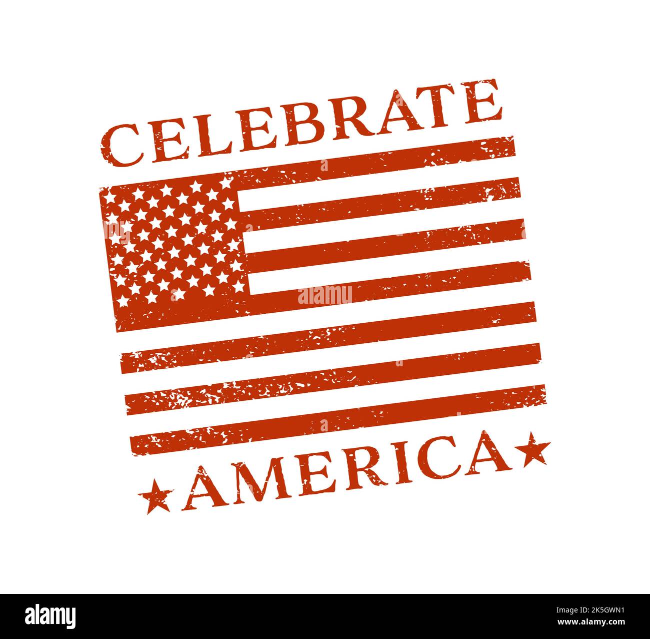 A grunge American flag stamp, celebrate America text. Isolated on white ...