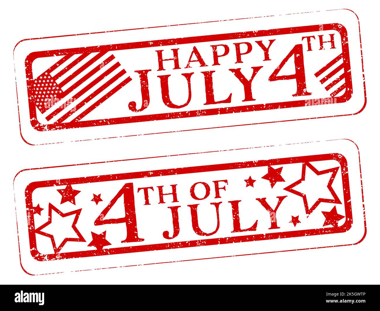 A set of grunge fourth of july stamps, flags and stars. Isolated on ...